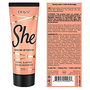 Onyx She Tanning Lotion for Tanning Beds - Indoor Tanning Bed Lotion with Bronzer & Accelerator, Moisturizing & Conditioning Lotion for Women, Soothing, Bronzing Intensifier for Fair Skin