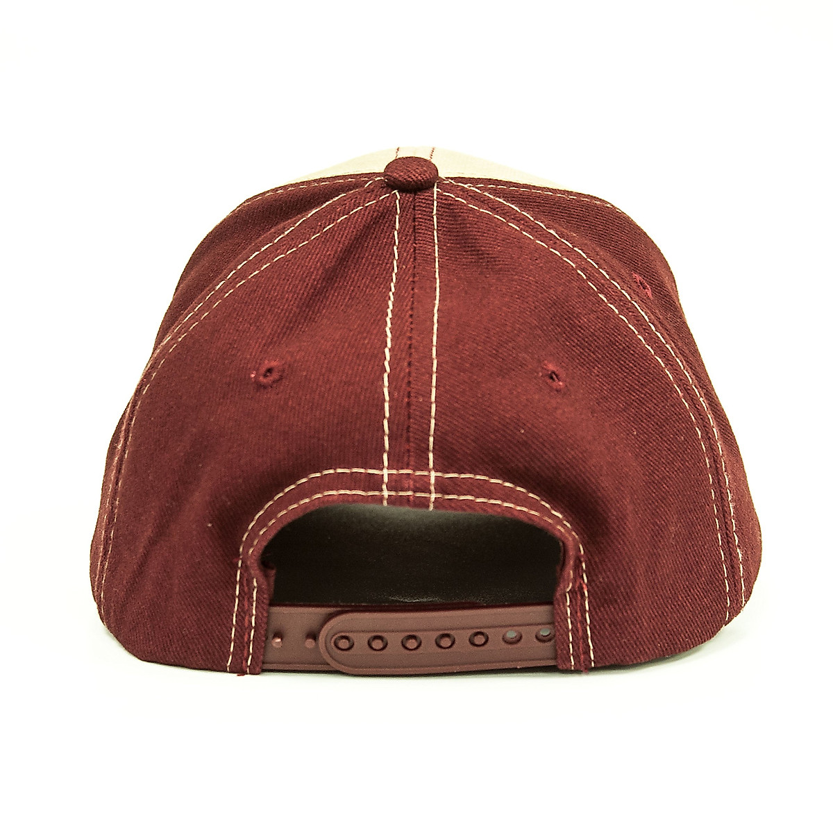 Tee Luv Dr Pepper Logo Baseball Hat (Maroon and Beige)