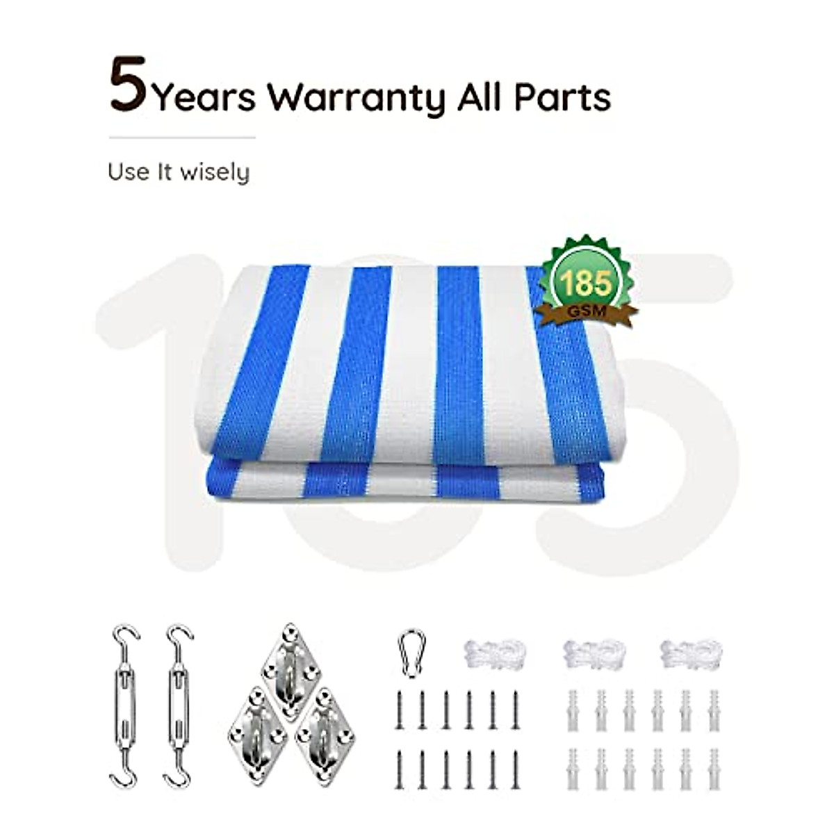 Quictent 20x20x20ft 185G HDPE Triangle Sun Shade Sail Canopy 98% UV Block Outdoor Patio Garden with Hardware Kit