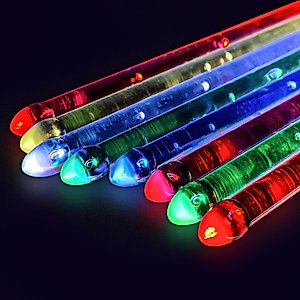 Hami LED Light up Drum sticks, 15 Color Changing Drumsticks, Support USB Charging with Opening Key, PC Polymer Material, Durable Professional Musical Practice for Kids Adults (2pcs / Pack)