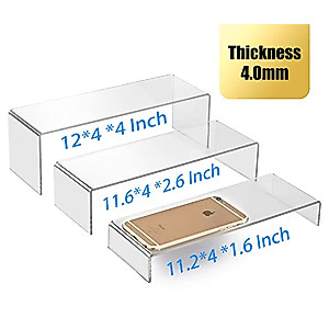 ANDGOO 2 Sets Large Acrylic Risers, Clear Rectangular Showcase Collectibles Display Shelf, Retail Desktop Display Stand for Organize and Decoration