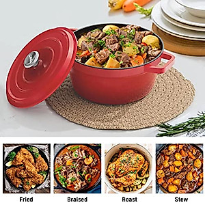 Dezin Dutch Oven, 4.2 Quart Non-stick Enamel Coated Dutch Oven with Handle for Roasting and Braising, Cast Aluminum Dutch Oven Pot with Lid for Gas, Electric Induction, Hot Plate