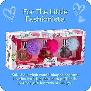 SCENTED THINGS Showgirl Perfume Set for Teen Girls, Kids Body Spray for Girls 10-12 & Teens, Body Mist for Teenage Girl, Fashion Collection 3 Perfumes with Puff Balls
