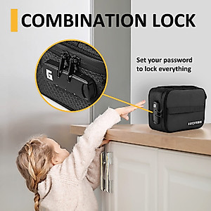 GENTINGBRO Bag with Combination Lock Medicine Lock Bag Travel Bag Lunch Bag Black