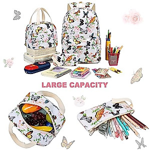 CAMTOP School Backpacks for Teen Girls Lightweight Elementary Middle Backpack Bookbags Set Medium(17 Inch,Butterfly Rose)