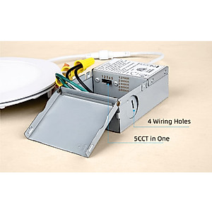 obstime 6 Pack 14W 4 Inch Ultra-Thin LED Recessed Lights Slim with Junction Box,2700K/3000K/4000K/5000K/6000K Selectable,High Brightness Eqv 150W, Dimmable Canless LED Recessed Light-IC Rated&ETL