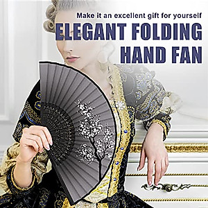 WEARXI Hand Held Fan, 4 PCS Hand Fans for Women Foldable, 8.3" Silk Folding Fan with Bamboo Frames, Chinese Japenese Paper Hand Fan Foldable for Cosplay, Dancing, Party, Wedding, Home Decoration