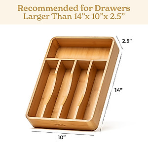 SMIRLY Silverware Drawer Organizer – Bamboo Kitchen Drawer Organizer, Adjustable Utensil Holder and Cutlery Tray, Drawer Dividers for Flatware and Kitchen Utensils
