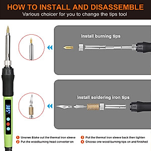 Wood Burning kit, 100W Professional WoodBurning Pen Tool, DIY Creative Tools with LED Display Adjust Temp Switch 180~500℃,Wood Burner for Embossing,Carving,Pyrography,Suitable for Beginners,Adults