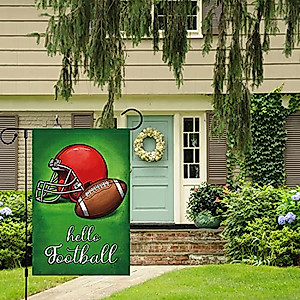 Super Bowl Football Garden Flag 12x18 Double Sided, Burlap Small Vertical Hello Football Holiday Party Sports Yard Outdoor Outside Decoration (Only Flag)
