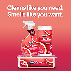 Clorox Scentiva Wipes, Bleach Free Cleaning Wipes - Tahitian Grapefruit Splash, 75 Count (Pack of 3)