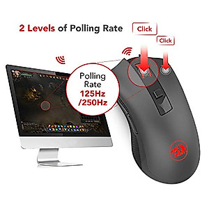 Redragon M652 Optical 2.4G Wireless Mouse with USB Receiver, Portable Gaming & Office Mice, 5 Adjustable DPI Levels, 6 Buttons for Desktop, MacBook, Notebook, PC, Laptop, Computer