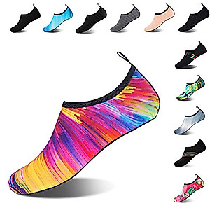 NING MENG Womens Mens Water Shoes Swimming Socks Barefoot Beach Pool Shoes Quick-Dry Aqua Yoga Socks Surf Beach Shoes(Colorful,5.5/6.5 Women,5/5.5 Men)