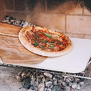 Ritual Life Pizza Stone for Oven and Grill with Wooden Pizza Peel Paddle & Pizza Cutter Set - Detachable Serving Handles - BBQ Grilling Accessories - Baking Supplies - 15 inch x 12 inch Large Stone