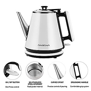 Naibsan Electric Kettle, 100% Stainless Steel Water Boiling Tea Kettle, BPA Free hot water kettle electric/Pour Over Coffee Kettle