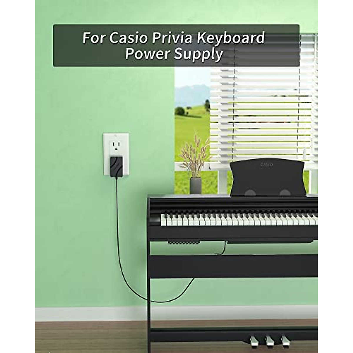 Replacement for Casio Privia Power Cord 12V AC Adapter Compatible with Casio Privia Digital Piano Keyboard Power Supply, Compatible with AD-A12150LW AD-A12150 PX WK CDP AP CTK Series