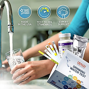 Drinking Water Test Kit for Home Tap and Well Water - Easy to Use Testing Strips for Lead Bacteria pH Copper Nitrate Chlorine Hardness and More | Made in The USA in Line with EPA Approved Limits