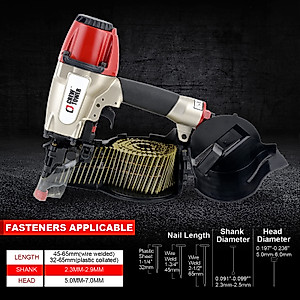 Siding Nail Gun CN565B, 15 Gauge 1-1/4-Inch to 2-1/2-Inch Pneumatic Coil Siding Nailer for Siding Sheathing Fencing Roof Decking