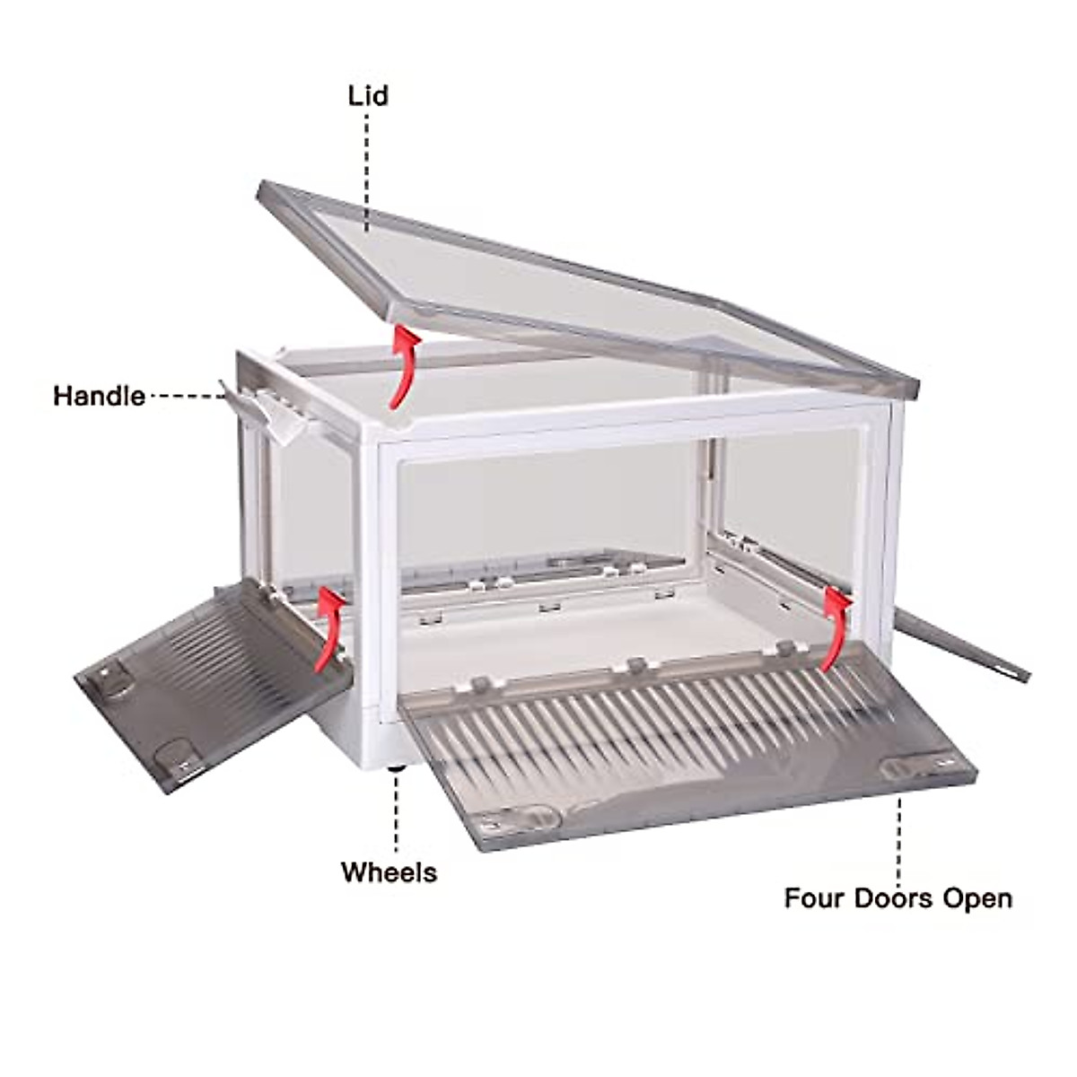 haomsj Collapsible Storage Bins with Lids, Five-door Plastic Folding Storage Box, Stackable Storage Bins with Wheels, Plastic Organization Cube Box for Home & Office Organization (100 Quarts)
