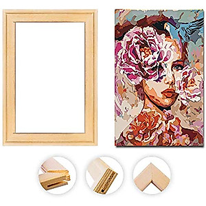 Aksuo 16x20 inch Wooden Frame Canvas Stretcher Bars with Thumb Tacks for Oil Painting and Paint by Numbers (4 Strips) (40x50cm)