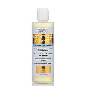 Advanced Clinicals Face Wash Brightening Vitamin C Facial Cleanser – Gentle Blackhead Facial Wash Hydrates Dry Skin, Daily Pore Minimizer For Age Spots, Hyperpigmentation, Acne, & Wrinkles, 8.2 Fl Oz