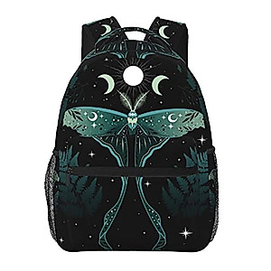 Juoritu Moth Plant Moon Backpacks, Laptop Backpacks Fit 15.6 Inch Laptop Notebook for Travel/Work/Gifts, Lightweight Bookbags for Men and Women