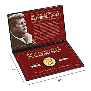 Silver JFK Half Dollar Coin Layered in Pure Gold