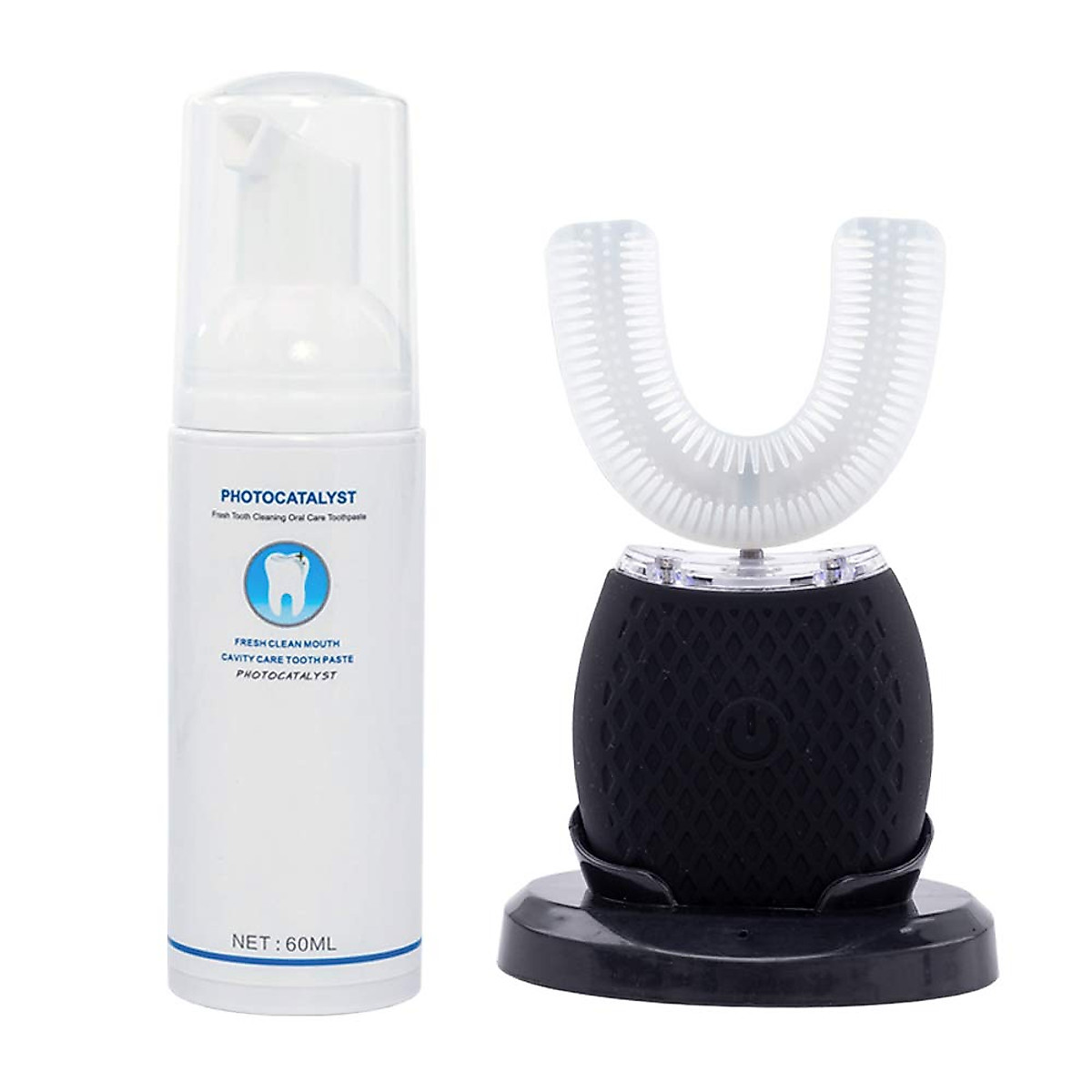 JNN Black,Ultrasonic Automatic Toothbrush Teeth Whitening Toothbrush for Adults 360°Electric Toothbrush 30'' Automatic Timer Wireless Charging Washable Travel Home Dual-use