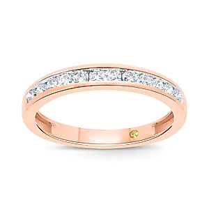 Lab Grown Wedding Diamond Band for Women | Classic Channel Set 10K Rose Gold 1/6 Carat Certified Diamond Anniversary Ring, Promise Band, Stackable Ring and Wedding Rings | Ring Size 5.5