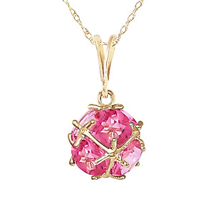 Galaxy Gold GG 3.70 Carat 14k 20" Solid Gold Necklace with Natural Pink Topaz