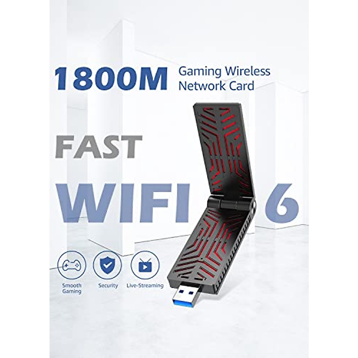 Wavlink WiFi6 USB Adapter for PC,AX1800 Dual Band 2.4GHz/ 5GHz Wireless USB Network Adapter for Desktop Windows 11/10, Mini Travel Size,Wireless USB Network Adapter,WPA3