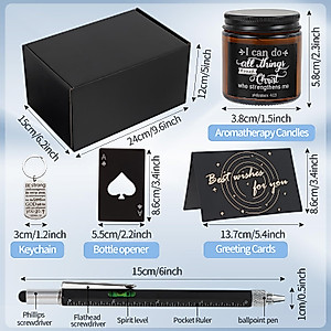 Kolewo4ever 9 Pcs Christian Gifts for Men Inspirational Gift Set for Father Spiritual Religious Catholic Gifts Box for Male Friends Co-workers (Christian)