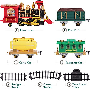 Prextex Christmas Train Set - Christmas Tree Train Set Around The Tree with Real Smoke, Music & Lights - Christmas Train Sets for Under The Tree - Train Set for Christmas Tree