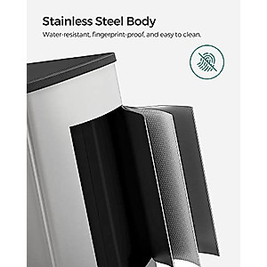 SONGMICS Bathroom Trash Can, 1.5 Gallon (5.7L) Garbage Can with 15 Trash Bags, Stainless Steel Step Bin, Removable Inner Bucket with a Metal Handle, Soft Closure, Silver and Black ULTB105E01