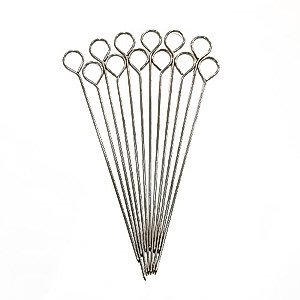 12pcs 10Inch Stainless Steel Skewers,Roast Goose Needle Barbecue,BBQ Skewer Sticks for BBQ Grilling Kebob Meat Chicken Vegetable Appetiser