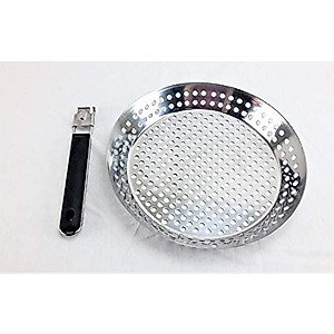 Mr. BBQ Stainless Steel Skillet with Removable Heat Resistant Handle - Perfect for Cooking Vegetables, Stir Fry, Seafood and More - Great for Tailgating and Camping