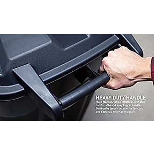 32 Gallon Wheeled Outdoor Garbage Can with Attached Snap Lock Lid and Heavy-Duty Handles, Black, Heavy-Duty Construction, Perfect Backyard, Deck, or Garage Trash Can, 2 Pack