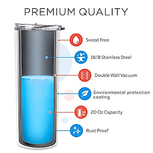 Murextc 20oz Stainless Steel Tumbler with Lid and Straw Skinny Travel Mug Tumbler Cup with Cleaning Brush Christmas Mothers Day Fathers Day Gift