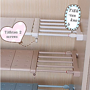 Ifever Adjustable Closet Tension Rod Shelf Expandable Organizer Divider Separator for Cabinet Wardrobe Cupboard Kitchen Bathroom (Beige, 11-15 Inch)