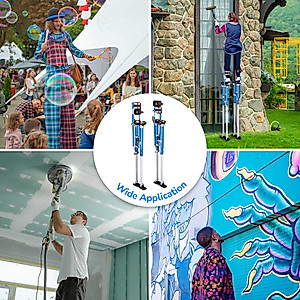 WeChef 50-64 inch Pro inch Drywall Stilts Height Adjustable Lifts Aluminum Tool Non slip for Cleaning Painting Pruning Branches Blue