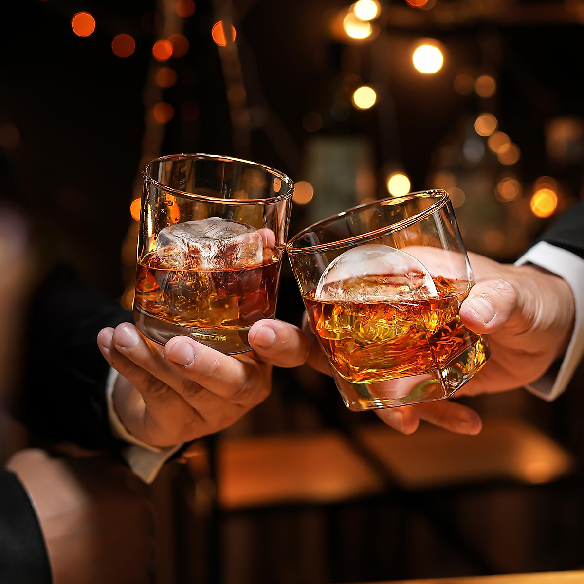 Zulay Kitchen Silicone Ice Cube Trays Set of 2 - Large Square Ice Cube Molds and Sphere Ice Ball Maker with Lid - Reusable Ice Mold For Whiskey, Cocktails, Bourbon (Black)