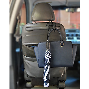 Maxsa 25526 Headrest Hanger 2 Hook Organizer for Bags, Purses and Car Storage, Black