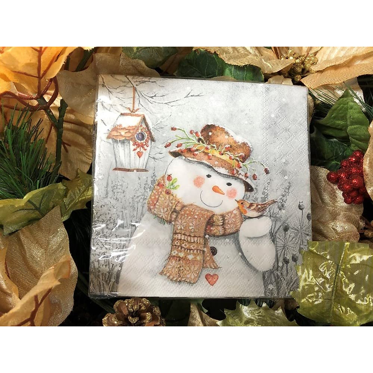 20-ct 13x13 Christmas Napkins with Snowman Napkins Christmas Paper Napkins Christmas Napkins Paper Christmas Cocktail Napkins Thanksgiving Napkins Decorative Decoupage Bird Winter Napkins