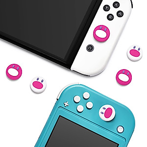 Switch Thumb Grips Joystick Caps Compatible with Nintendo Switch/OLED/Lite Controller Accessories,FUNLAB Cute Silicone Analog Stick Cover,4PCS - Wugtrio Pink & Wiglett White
