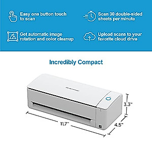 Fujitsu ScanSnap iX1300 Compact Wireless or USB Double-Sided Color Document, Photo & Receipt Scanner with Auto Document Feeder and Manual Feeder for Mac or PC, White