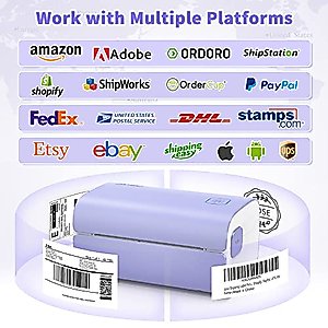 Jiose Bluetooth Thermal Shipping Label Printer - Desktop Shipping Label Printer - Print Custom Stickers - Support Chrome OS, Mac, Windows, Android, iOS for 4x6 Shipping Package Labels