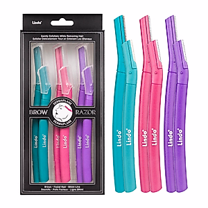 Lindo Brow Razor - Eyebrow Razor & Dermaplaning Tool, Multipurpose, Exfoliation, Face and Peach Fuzz facial Hair Removal dermaplane (6pcs)