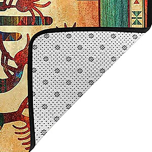 ZHUBAJIE Southwest Native American Kokopelli Area Rugs Home Decor Pad for Living Room Bedroom Bathroom Floor Mat Non-Slip Carpets2x3 ft