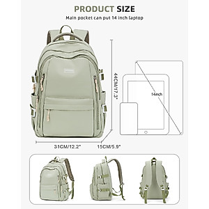 BOXSAM Lightweight Backpack for Women, Large Laptop Travel Backpack Casual Daypack College Bag Rucksack for Men. Green