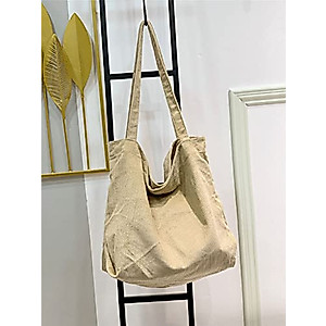 Corduroy Tote Bag for Women Canvas Shoulder Casual Handbags Cute Big Capacity Shopping Bags